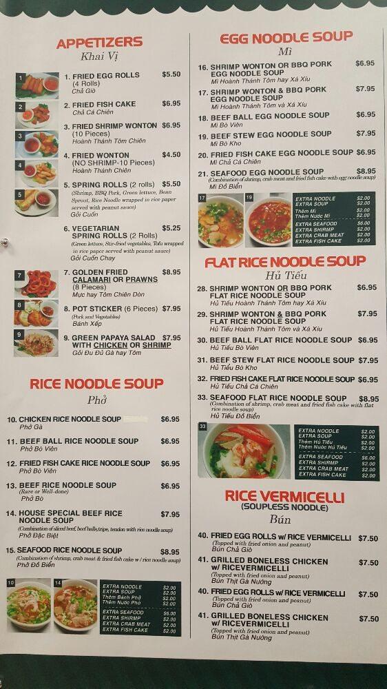 Menu at Noodle House restaurant, Fairfield