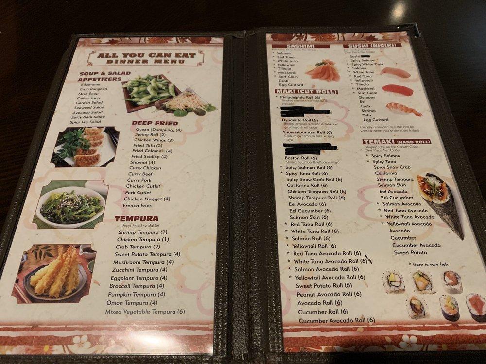 Menu at Takara Sushi restaurant, Plymouth, Vicksburg Ln N #100