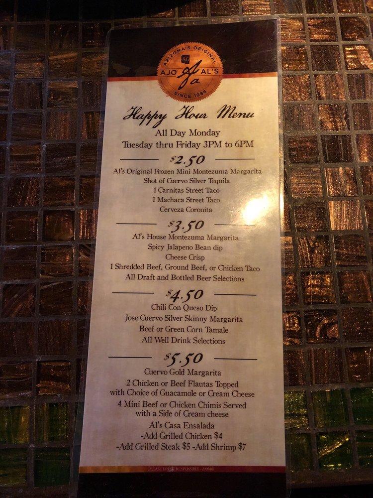 Menu at Ajo Al's Mexican Cafe, Glendale, W Bell Rd