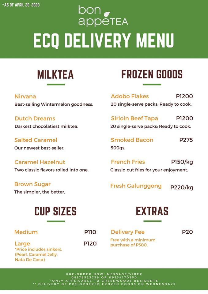 Menu at Bon Appetea Hampton Gardens restaurant, Pasig