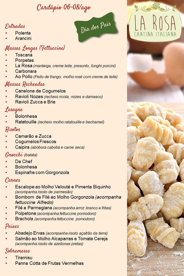 Menu at La Rosa Cantina Italiana restaurant, Araraquara