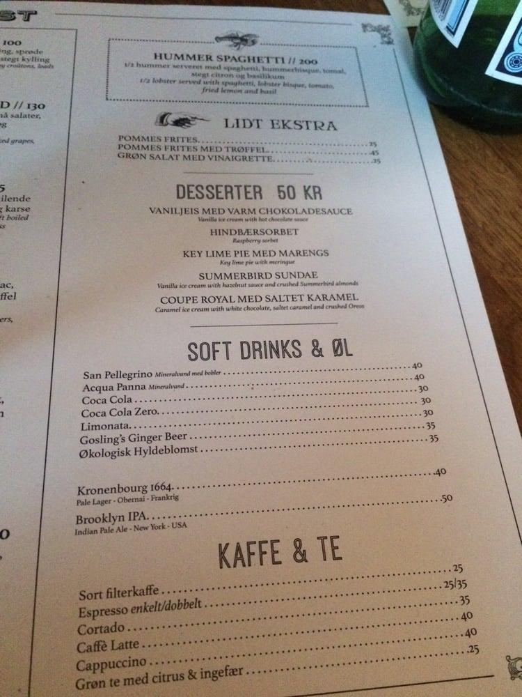 Menu at Bistro Royal BBQ, Copenhagen