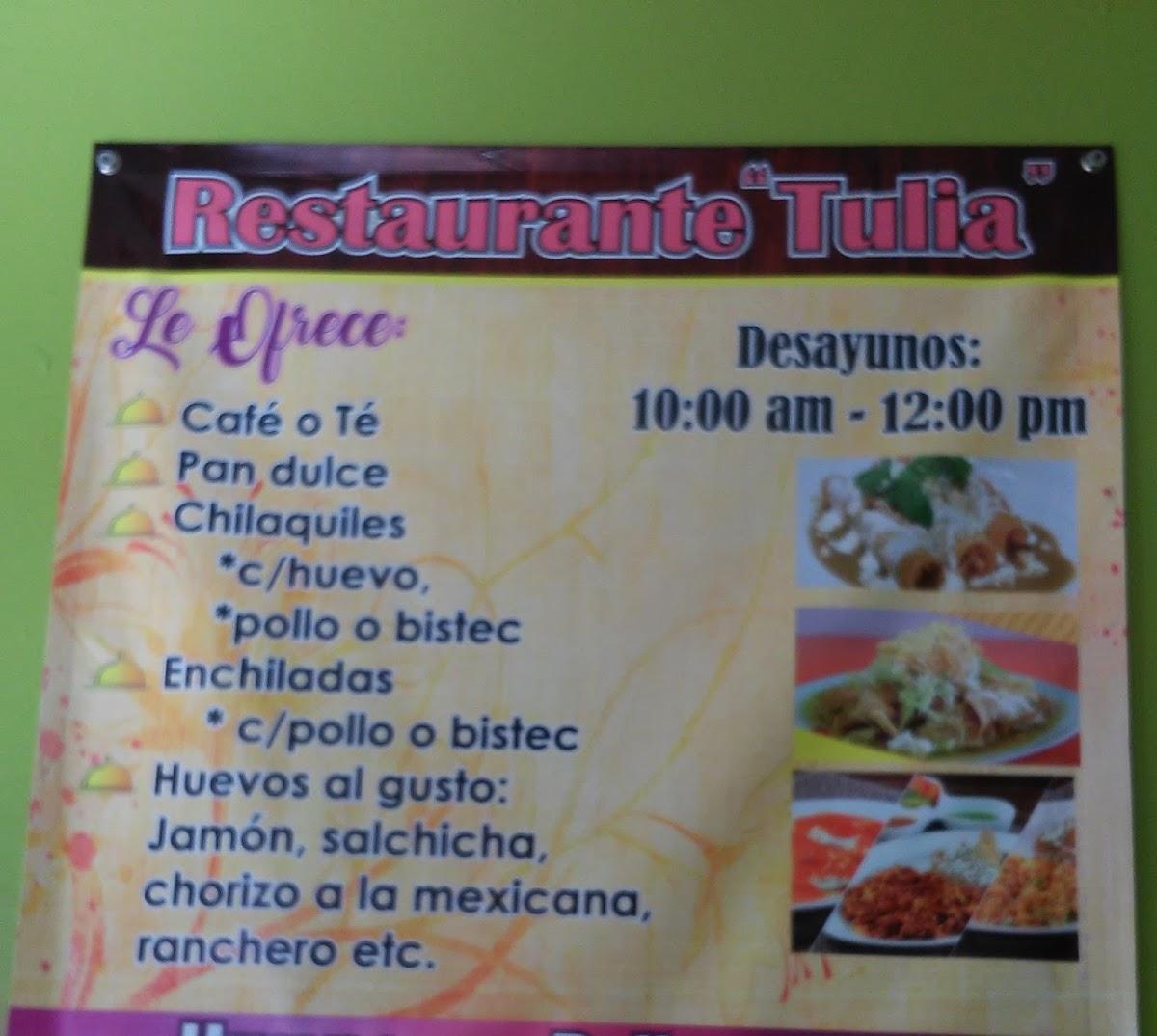 Menu at Restaurante "Tulia", Mexico City