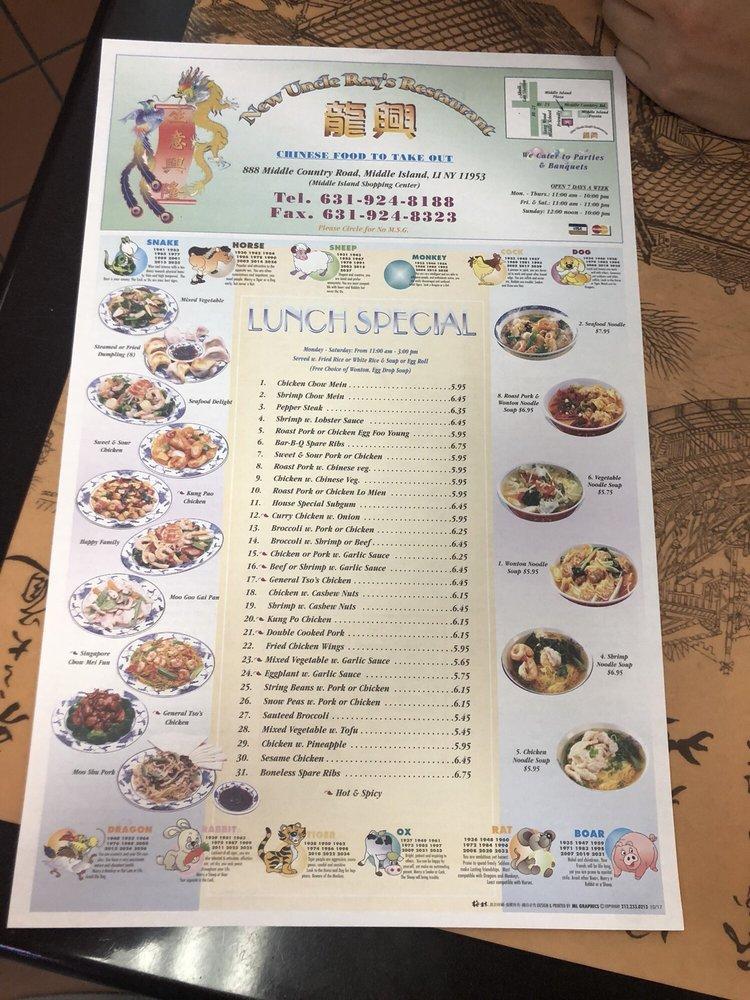 Menu at Uncle Ray Kitchen fast food, Middle Island