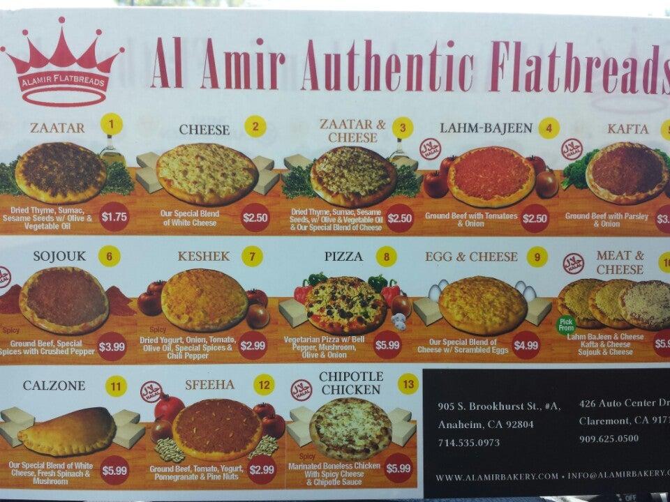 Menu at Al Amir Bakery, Anaheim, 905 S Brookhurst St A