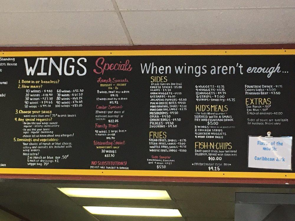 Menu at CD's Wings restaurant, Westminster