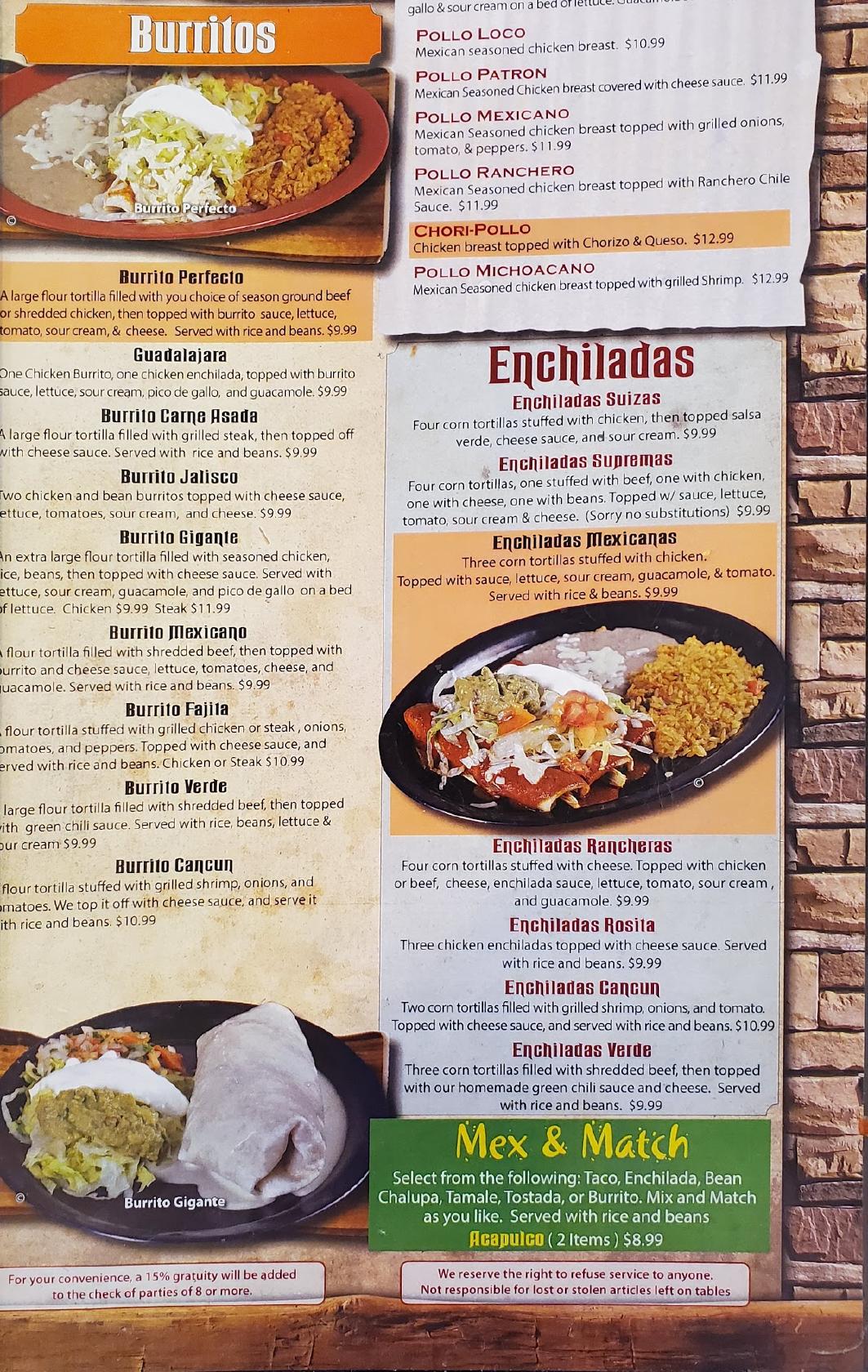 Menu at Don Chico's Mexican Grill restaurant, Kendallville