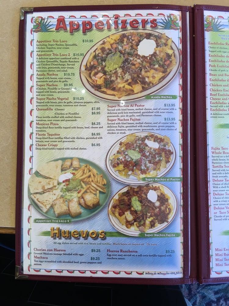 Menu at El Trio Loco 2 restaurant, Manzanita