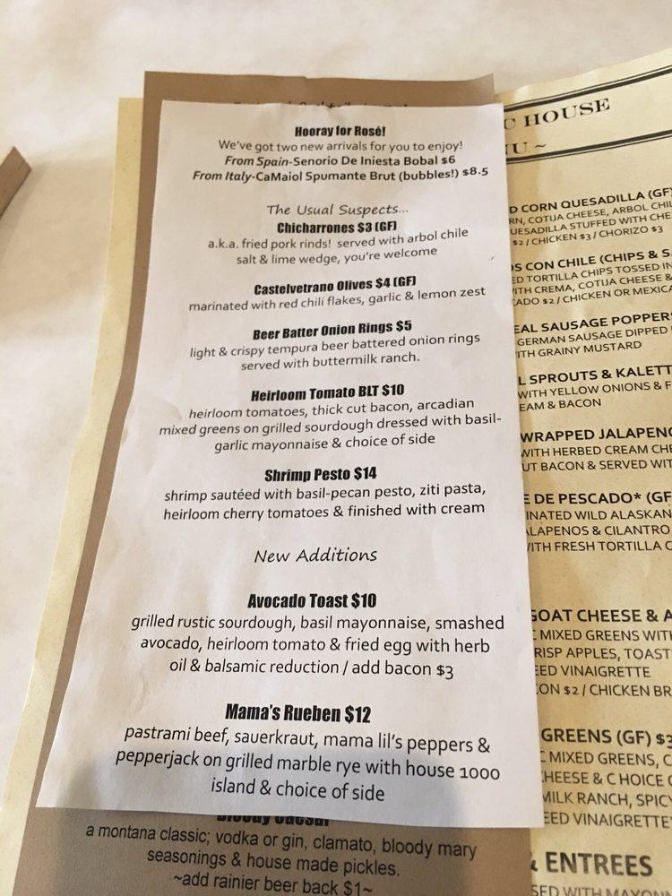 Menu at Frontier Public House, Vancouver