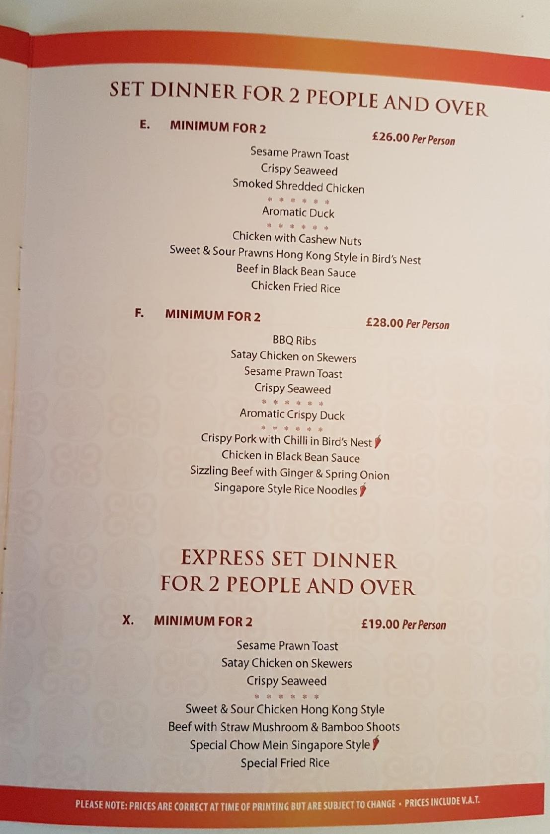 Menu at Golden Palace restaurant, Oxted, 40 Station Rd W