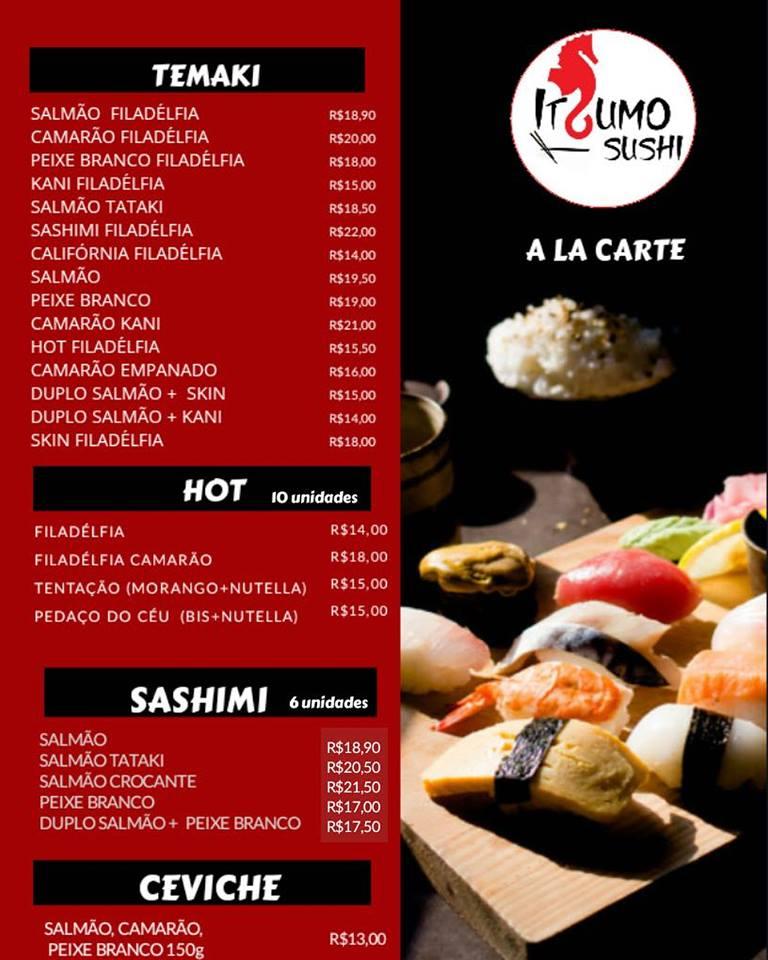 Carta del restaurante Itsumo sushi, Brasil