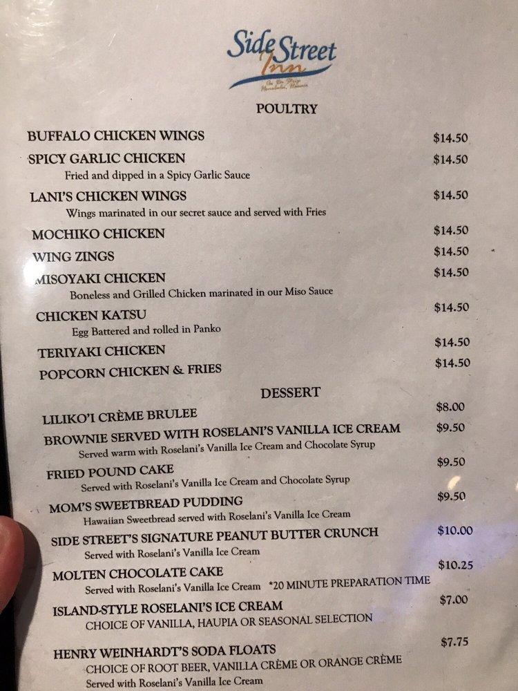 Menu at Side Street Inn On Da Strip pub & bar, Honolulu
