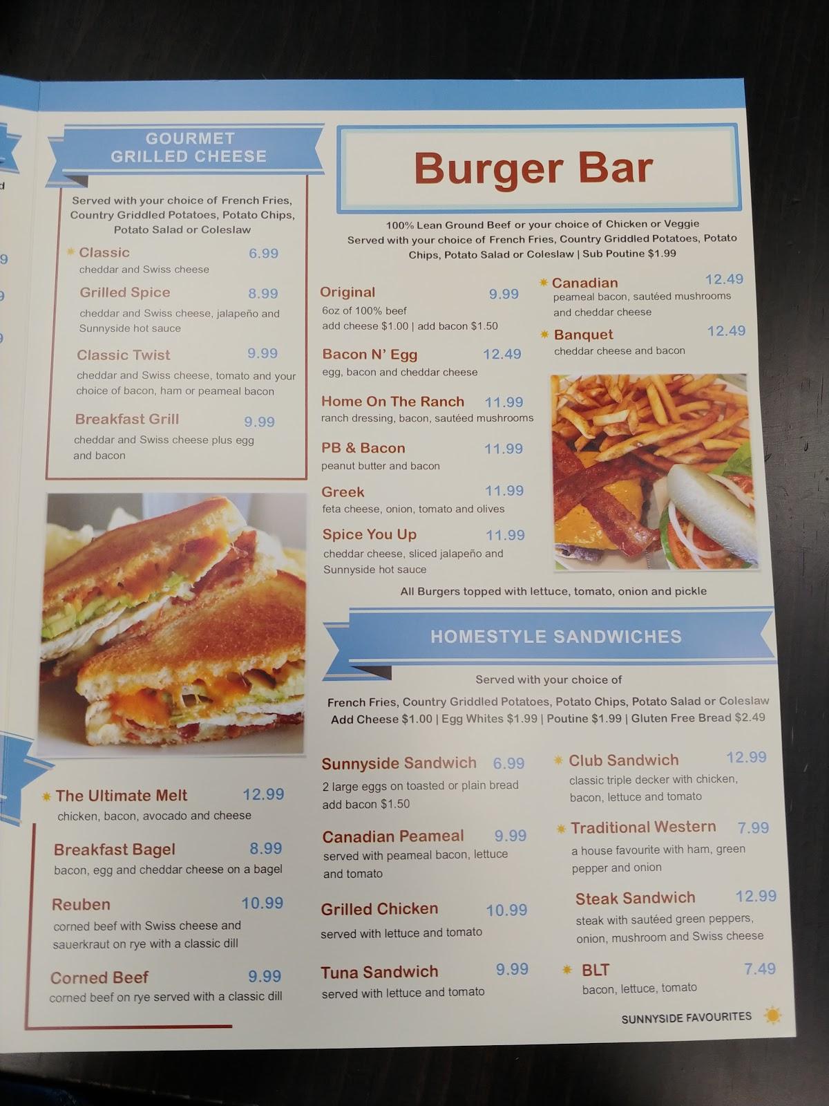 Menu at Sunnyside Grill Hamilton restaurant, Hamilton