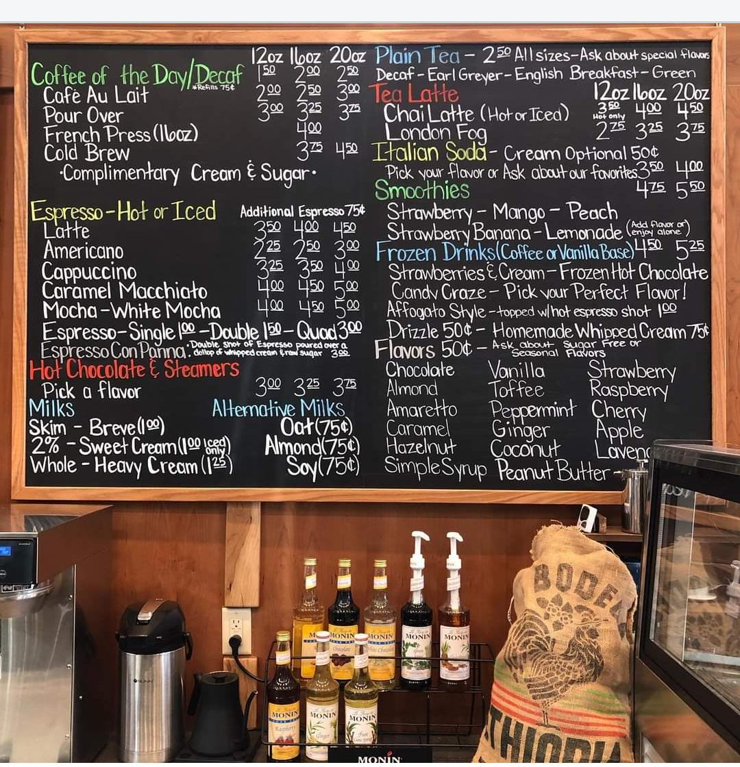 Menu at Ascend Coffee & Wine cafe, Grantsburg