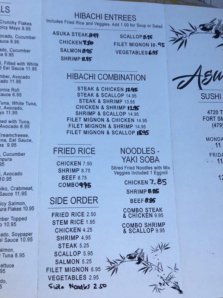 Menu at Asuka Sushi & Hibachi restaurant, Fort Smith