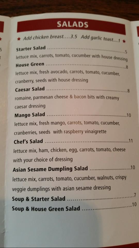 Menu at Cornerstone cafe on 96th, Langley Township