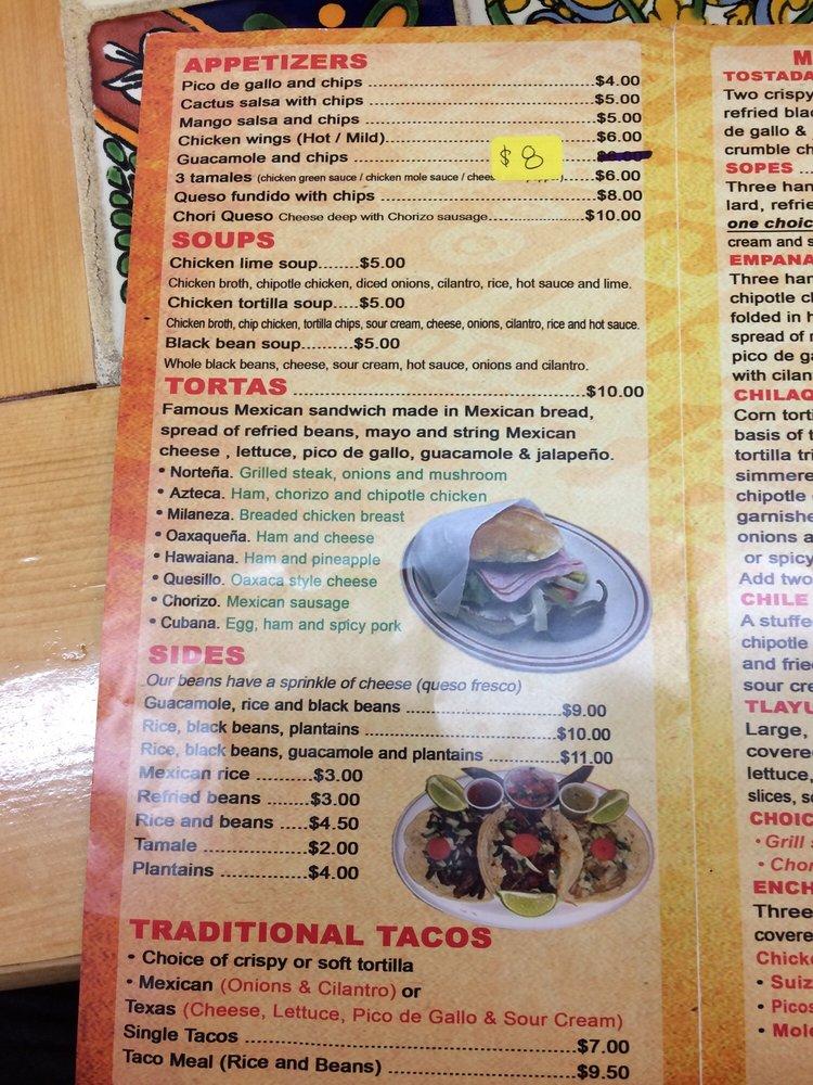 Carta del restaurante El Azteca Mexican, Poughkeepsie