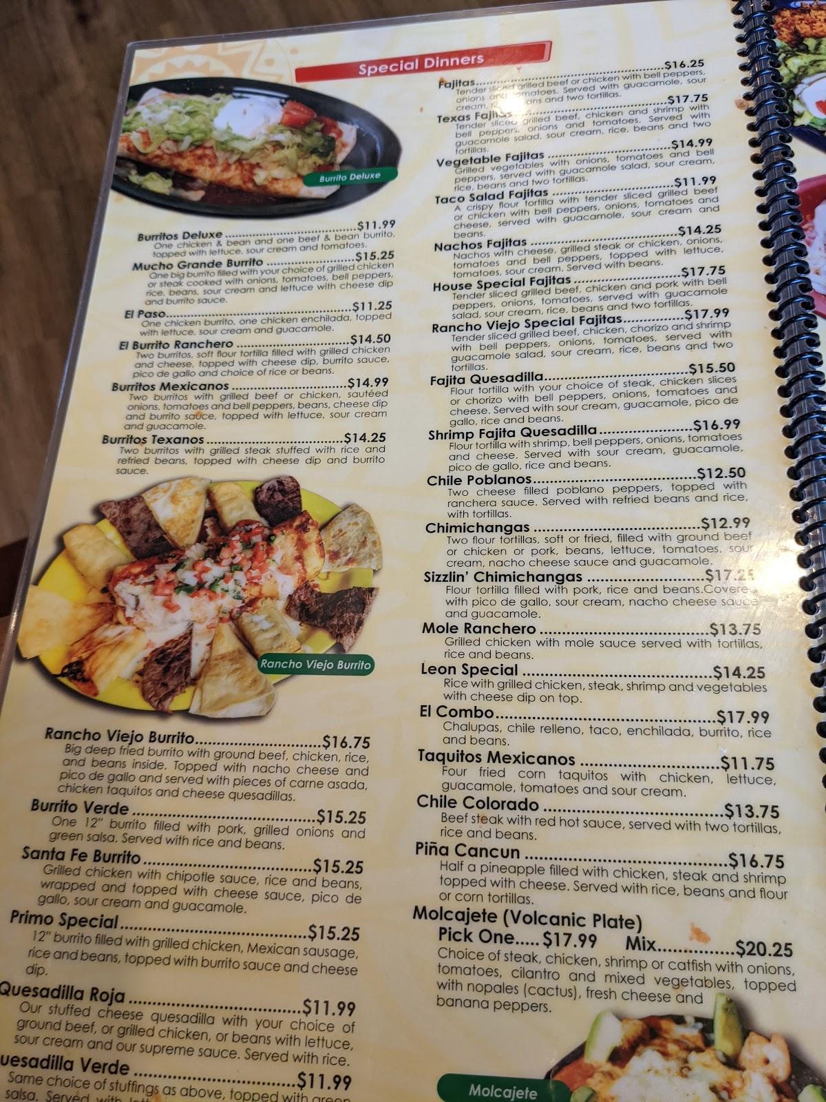Menu at El Rancho Viejo Mishawaka restaurant, Mishawaka