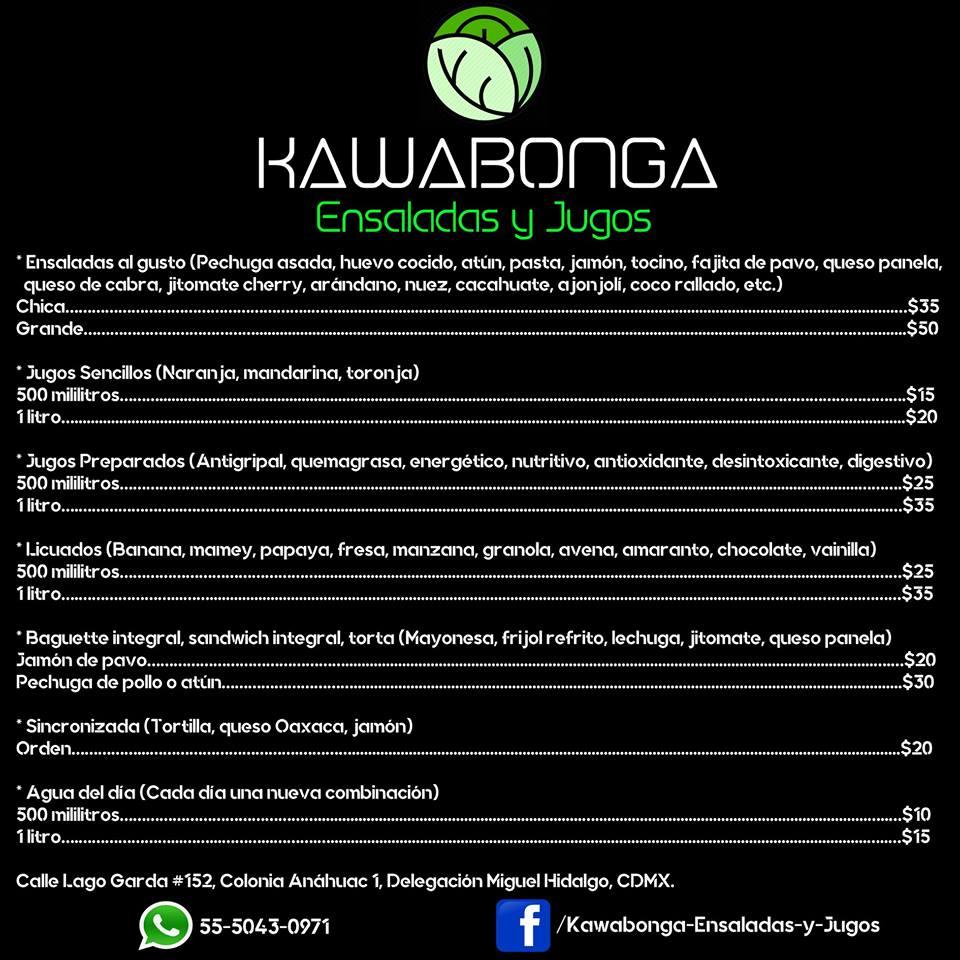 Carta del restaurante Kawabonga - Ensaladas y Jugos, Ciudad del México