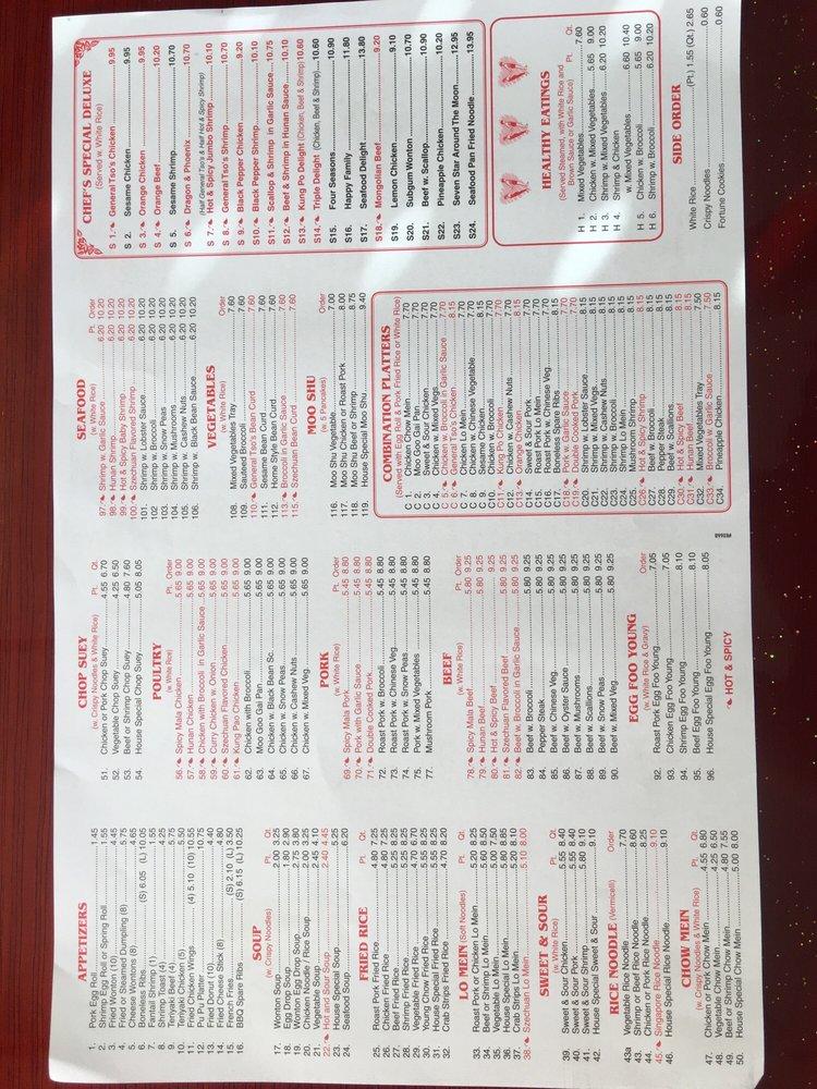 Menu at Ken's restaurant, Fairmont