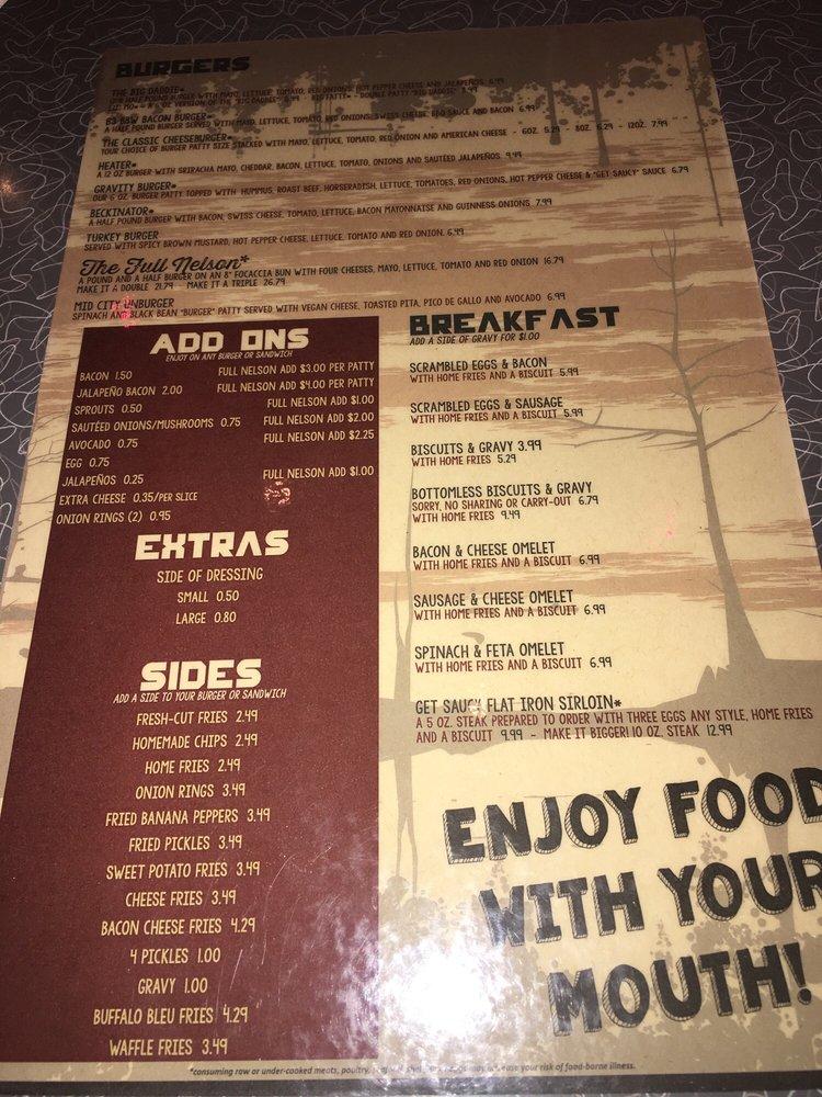 Menu at Mid City Grill restaurant, Johnson City