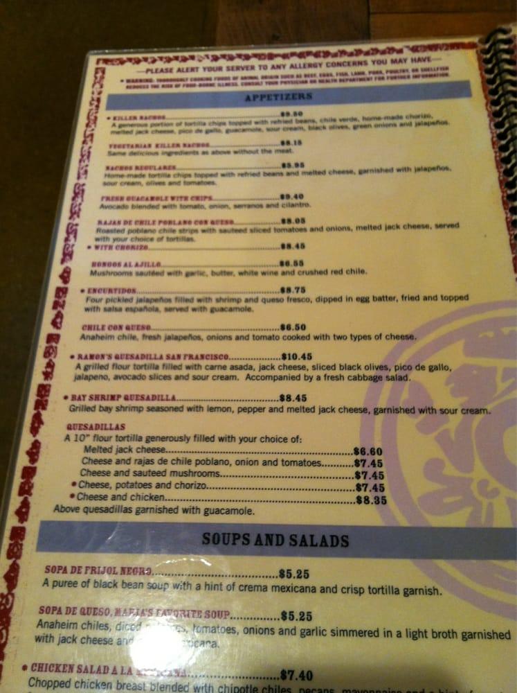 Menu at Red Iguana 2 restaurant, Salt Lake City