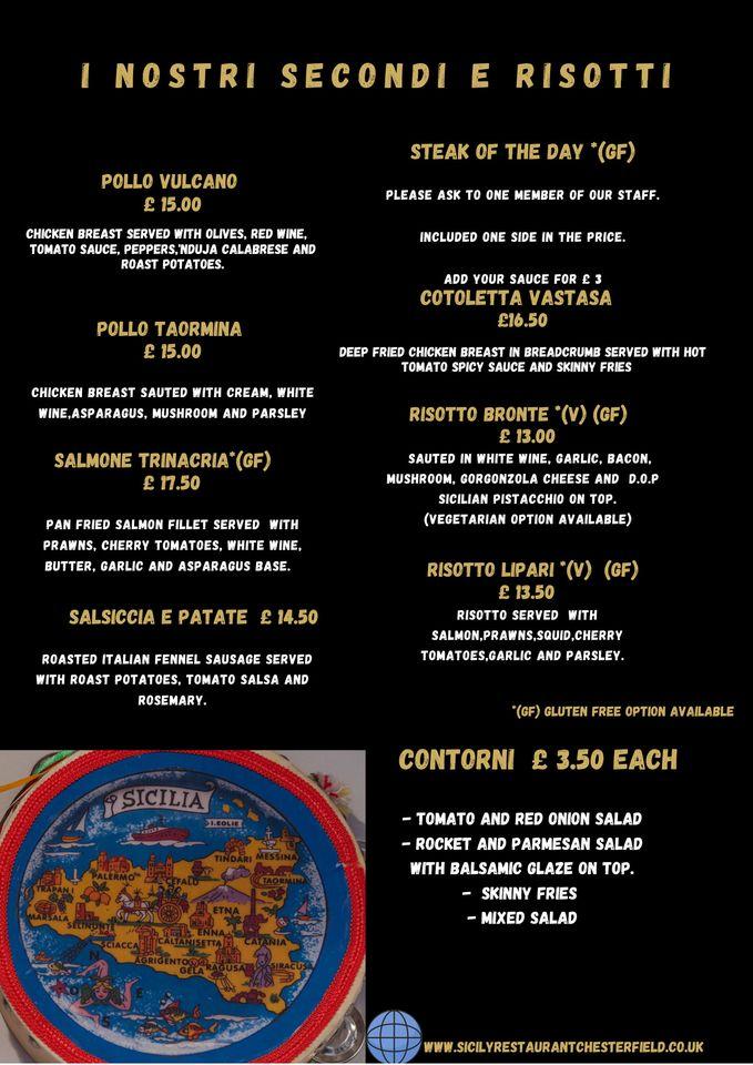 Menu at Sicily Restaurant Chesterfield, Chesterfield