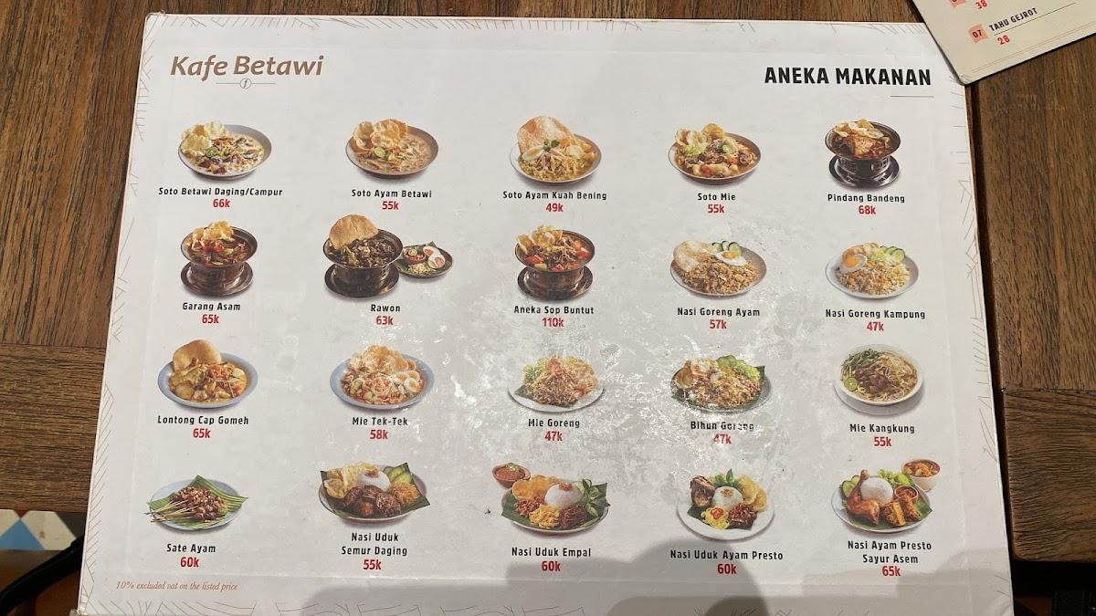 Menu at Kafe Betawi Pacific Place Mall cafe, South Jakarta, Pacific ...