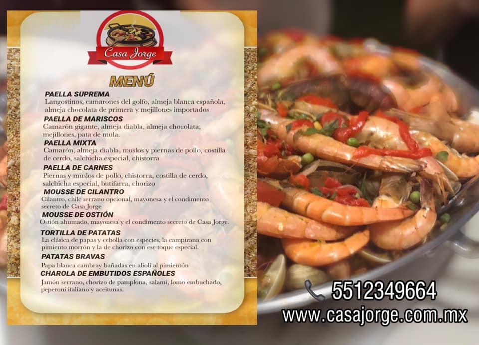 Menu at Casa Jorge - Maestros itinerantes de la paella restaurant ...