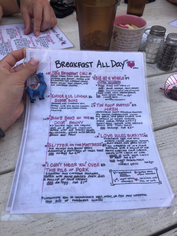 Menu at SB's Lakeside Love Shack restaurant, Richmond