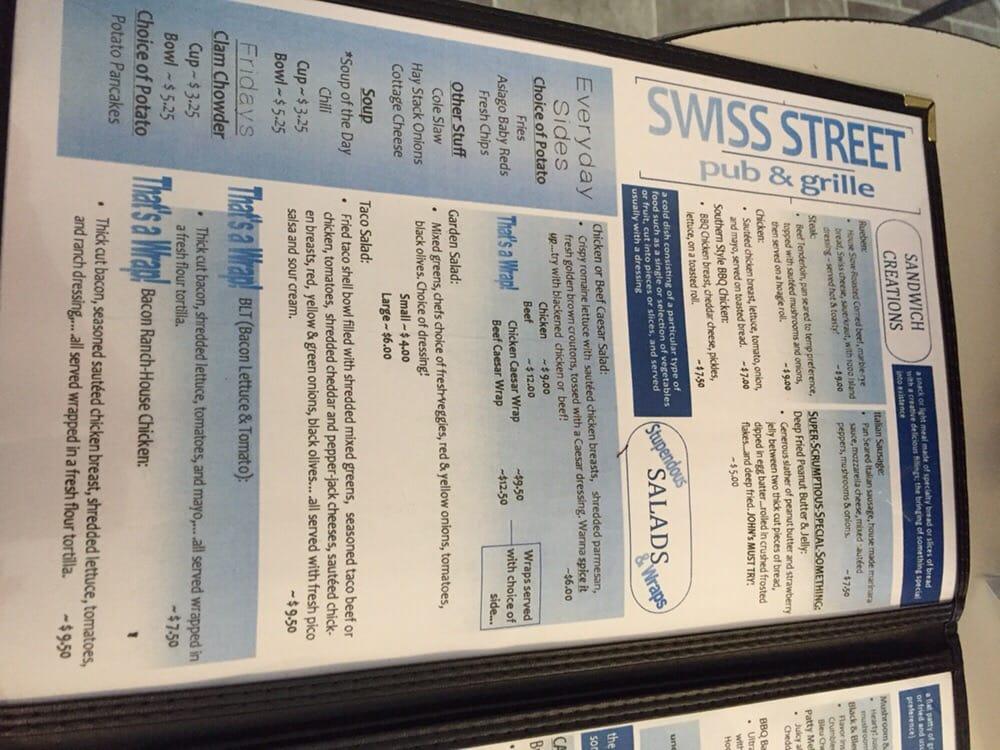 Menu at Swiss Street Pub & Grille, Franklin