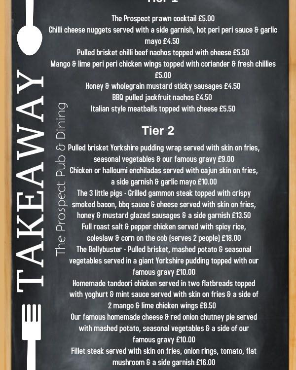 Menu at The Prospect pub & bar, Halifax