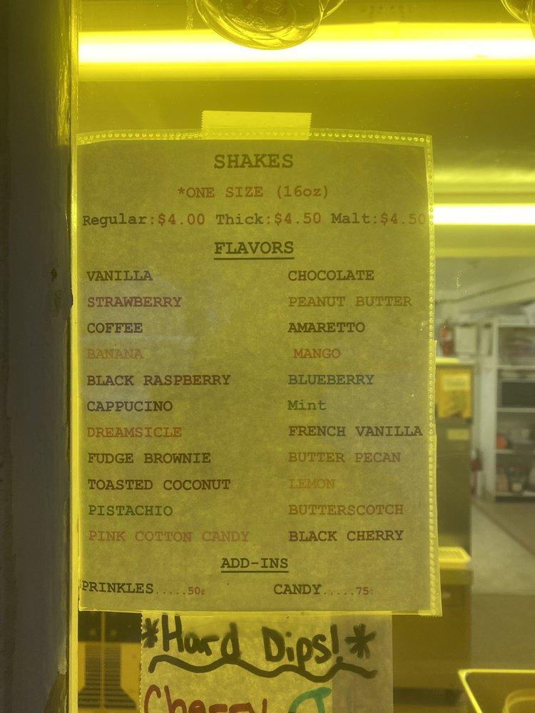 Menu at Custer's Last Stand, Wurtsboro