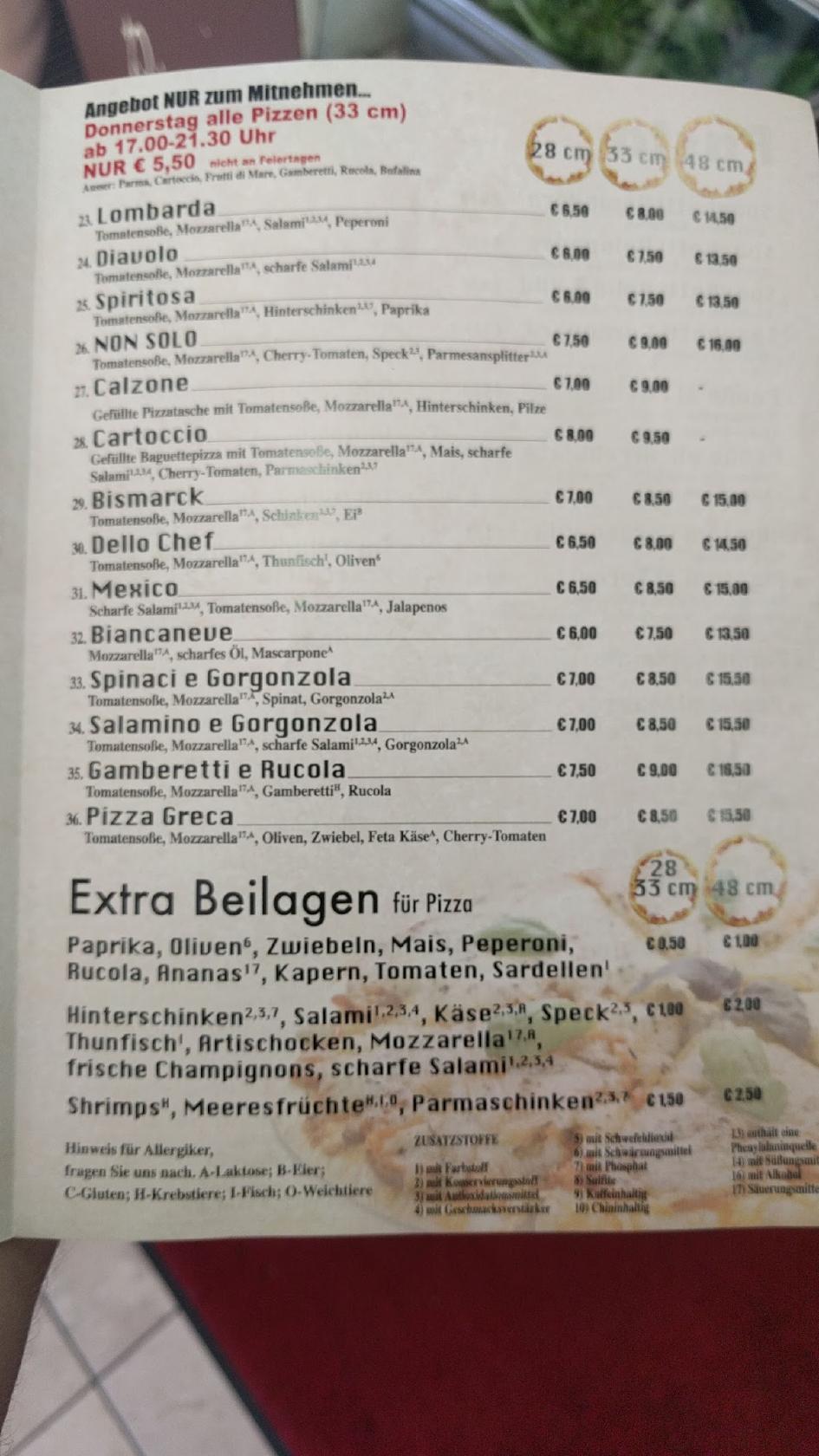 Speisekarte von Non Solo Pizza, Bruckmühl