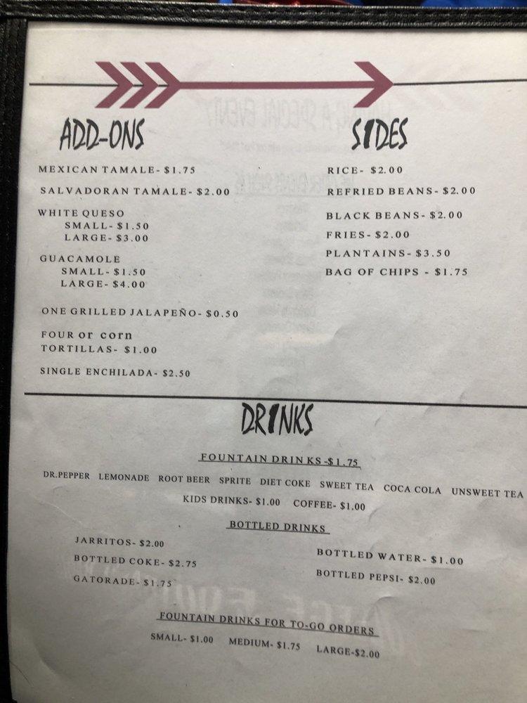 Menu at Norma's restaurant, Pauls Valley