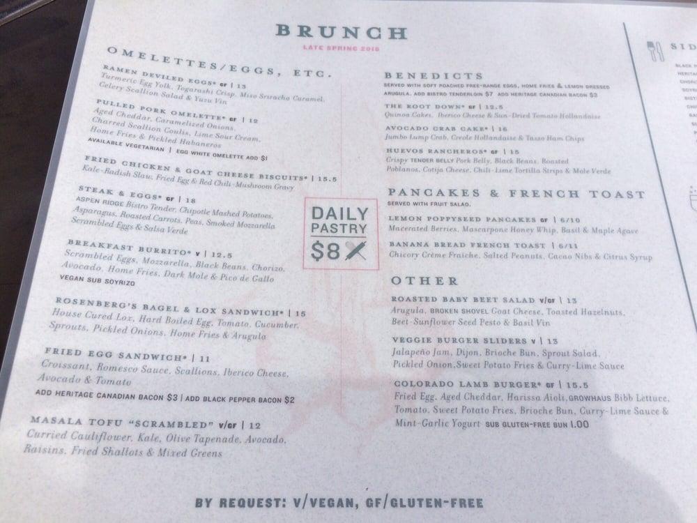 Menu at Root Down restaurant, Denver, W 33rd Ave