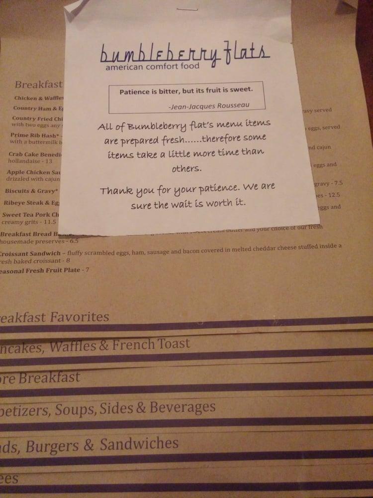 Menu at Bumbleberry Flats restaurant, Laughlin