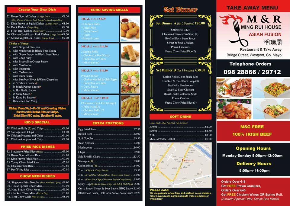 Menu at Ming Rui restaurant, Westport