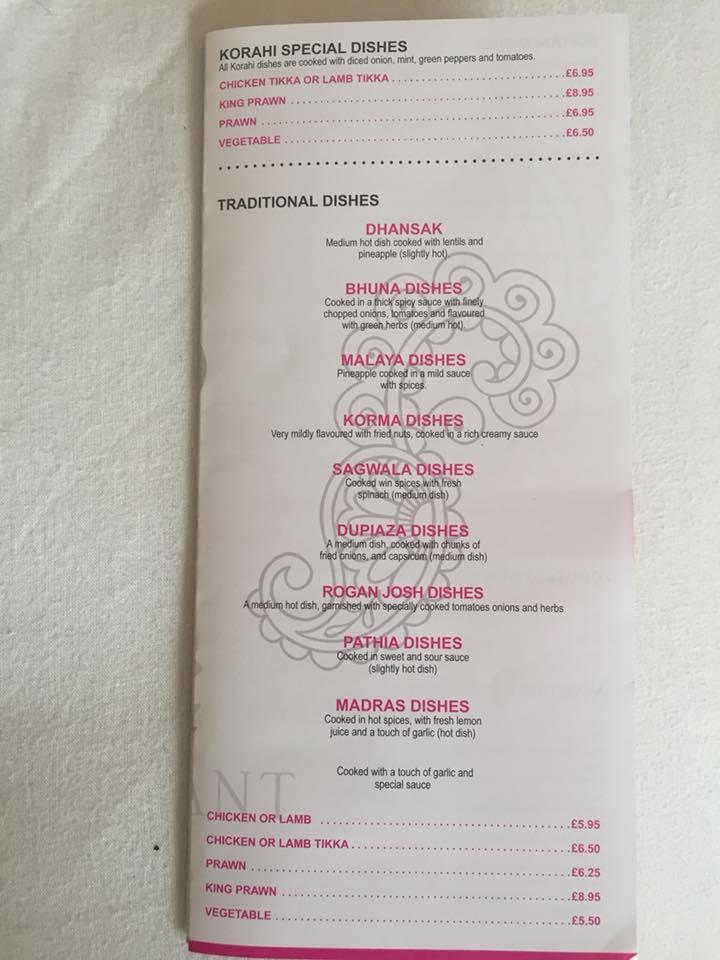 Menu at Namaste Prescot restaurant, Prescot