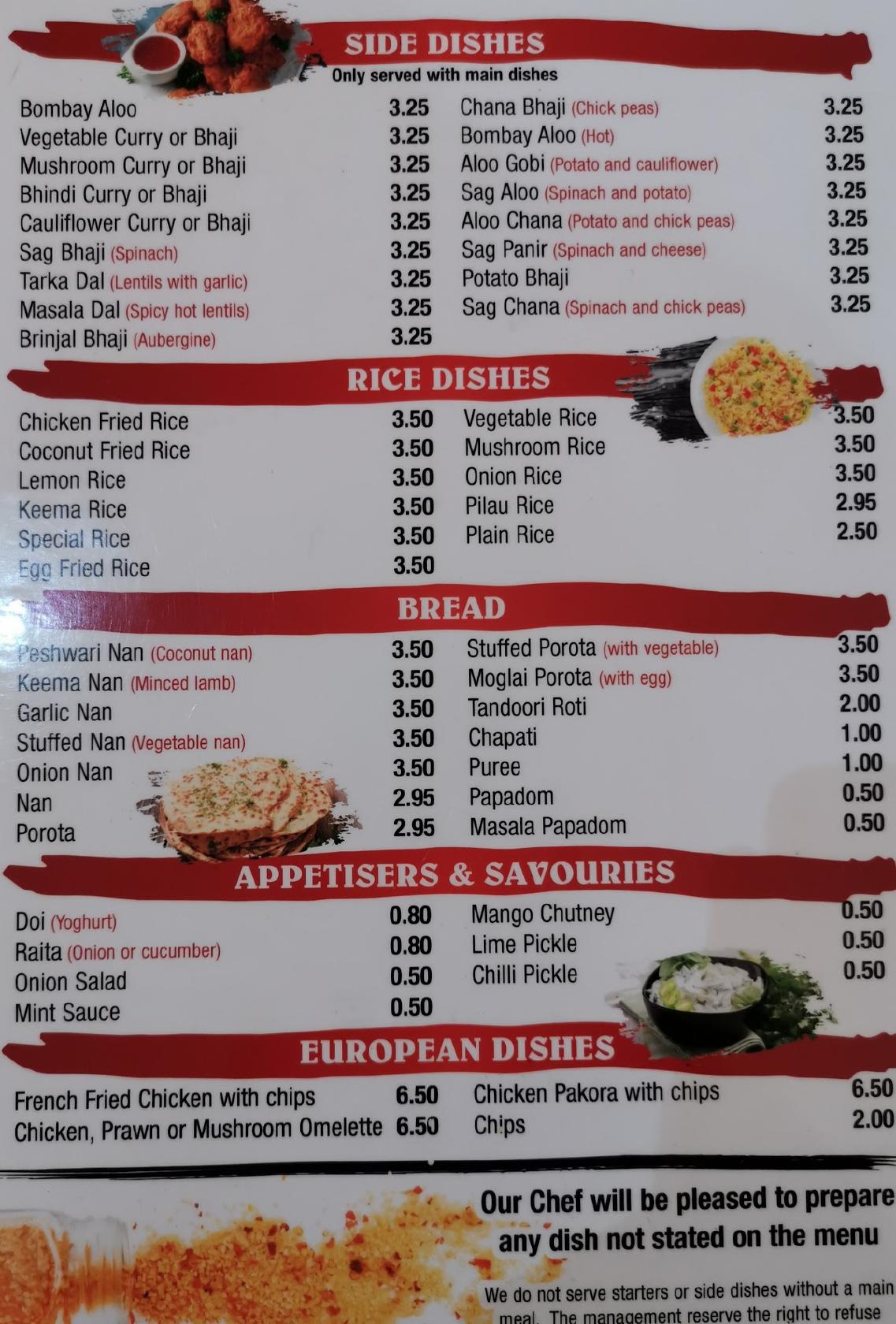 Menu at Nihal Spice restaurant, Swanage