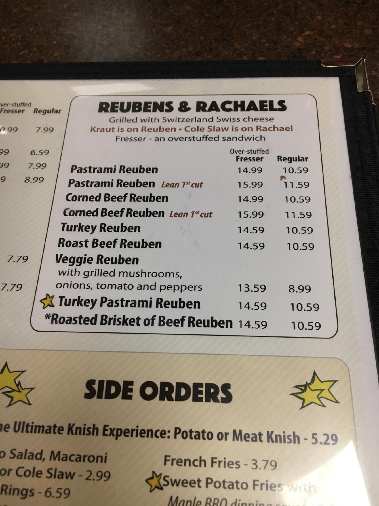 Carta del restaurante Rein's New York Style Deli, Vernon