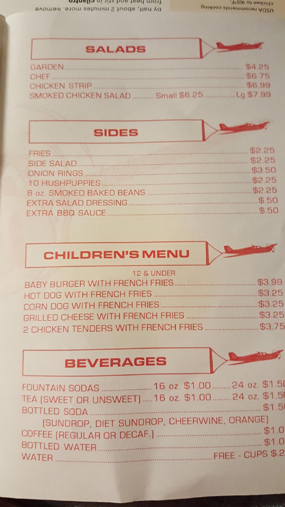 Menu at Runway Cafe, Shelby