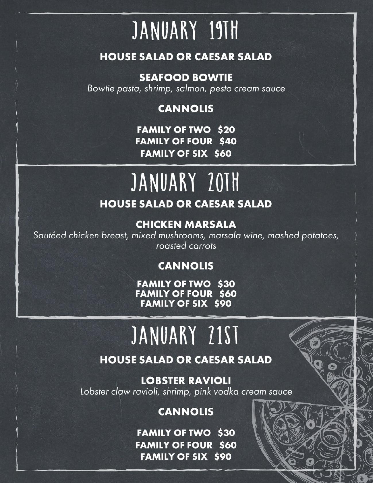 Menu at Trios Tomato Pie pizzeria, Philadelphia
