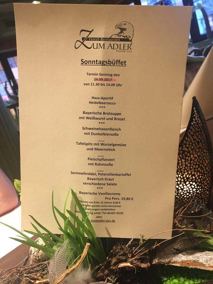 Menu at Zum Adler, Nidderau