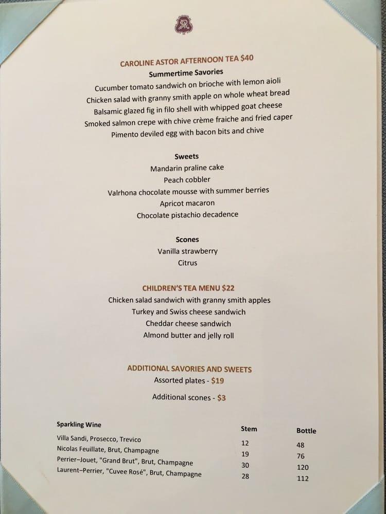 Menu at Astor Court restaurant, Atlanta