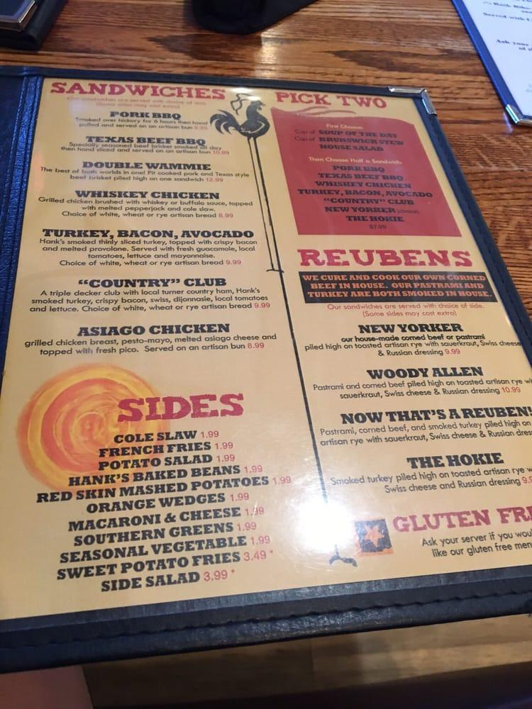 Menu at Hank's Grille & Catering BBQ, McGaheysville