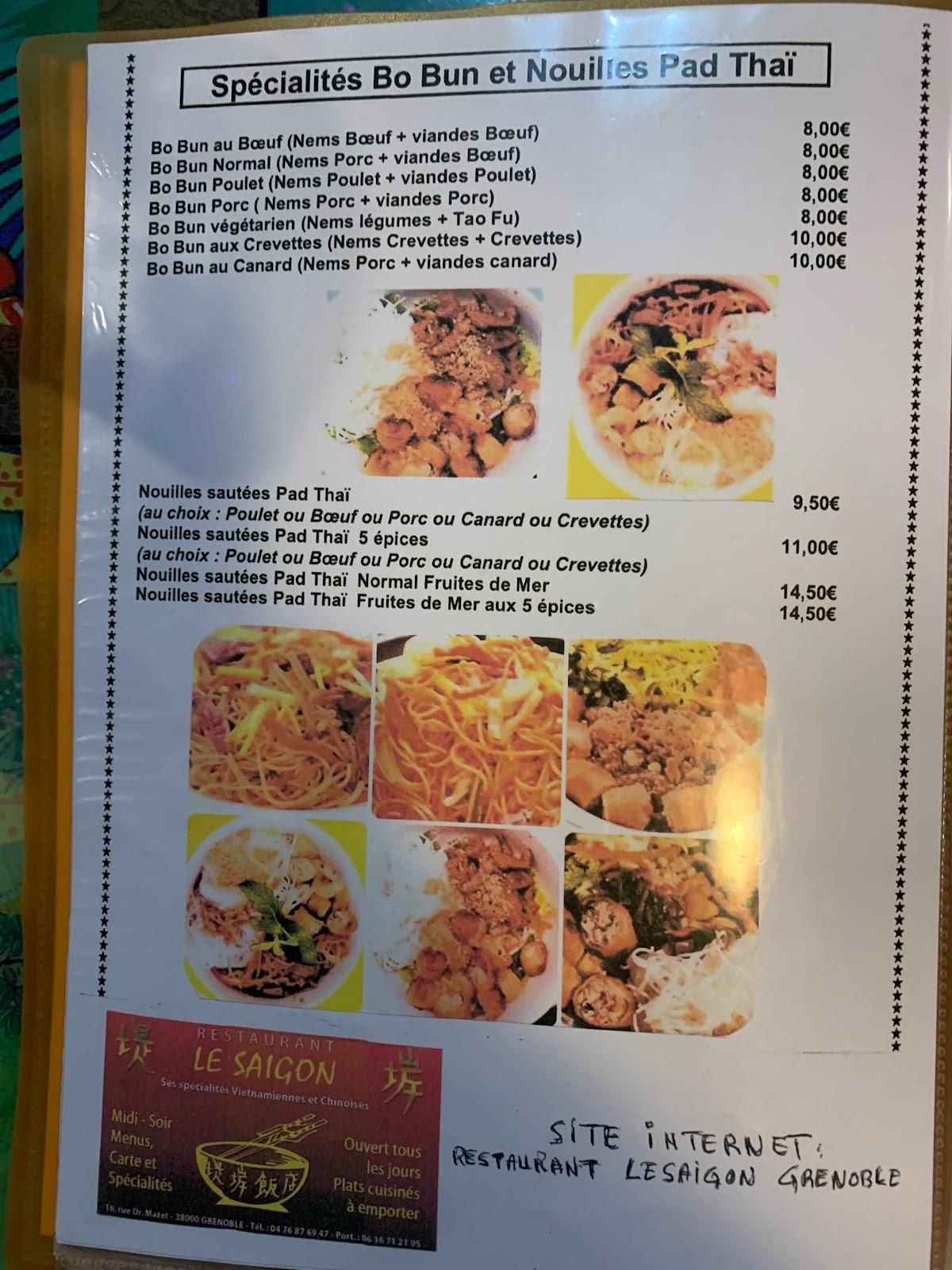 Menu at Le Saïgon - Restaurant Vietnamien & Chinois, Grenoble
