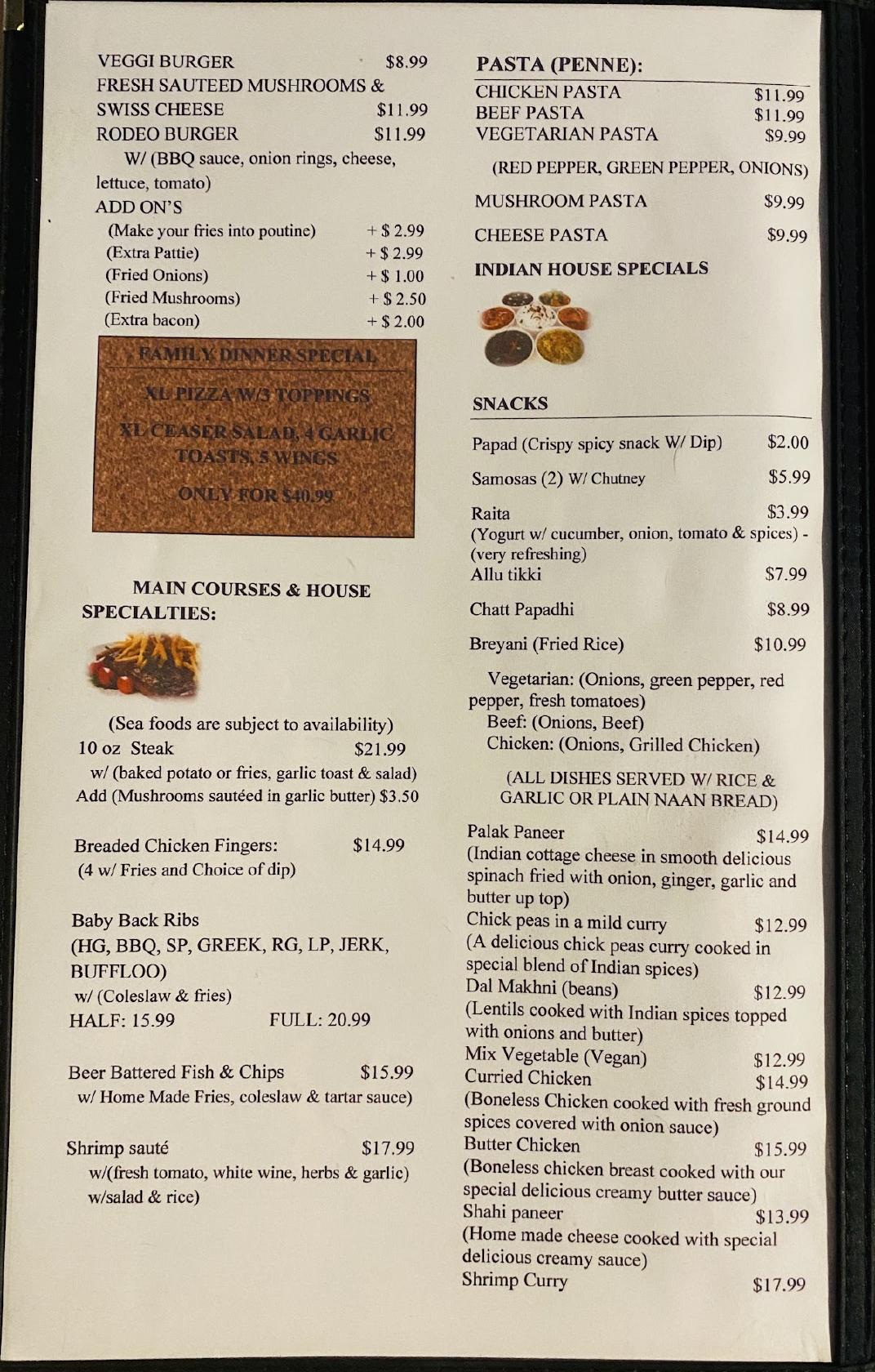 Menu at Milestone Hotel bar and grill + Punjabi Food, Milestone