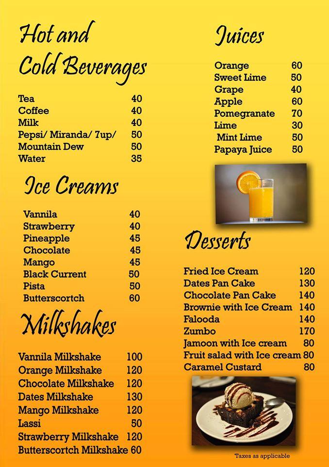 Menu at Sunflare Multicuisine Restaurant, Chennai