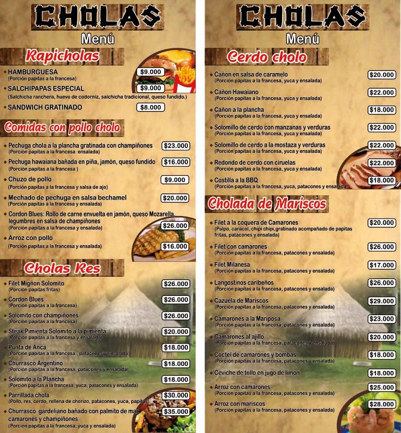Menu at Bar y Restaurante Las Cholas, Turbo